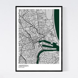 Aberdeen City Centre Map Art Print Many Colours 350gsm Art - Etsy
