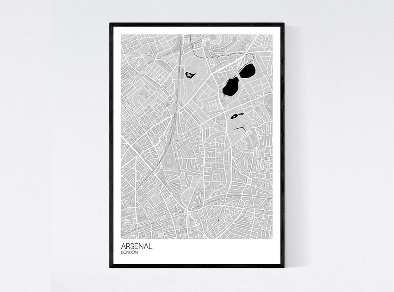 Arsenal London Map Art Print Many Colours 350gsm Art - Etsy