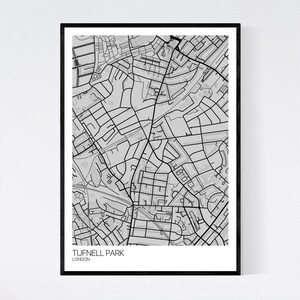 Tufnell Park, London Map Art Print Many Colours 350gsm Art Quality ...