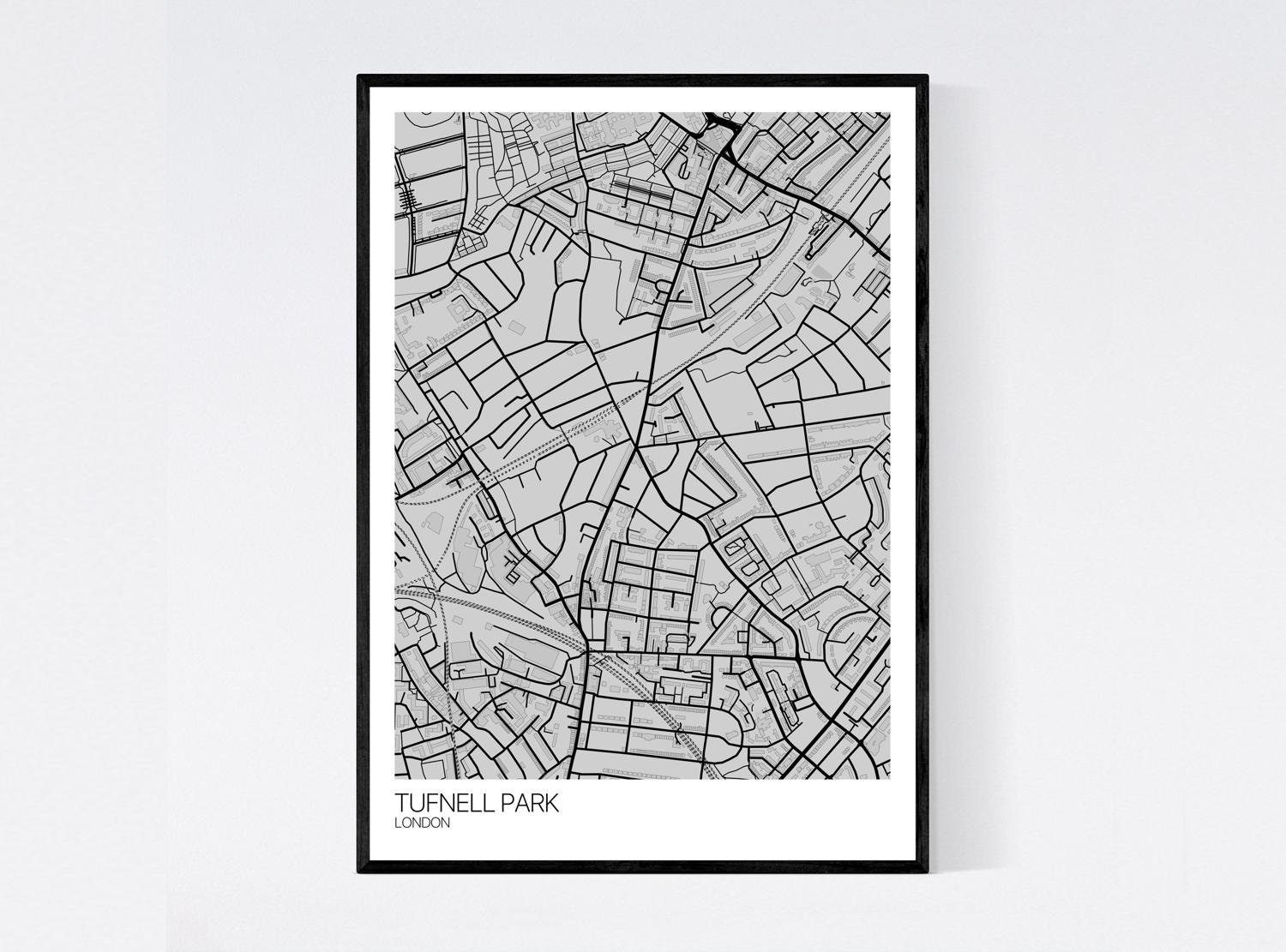 Tufnell Park London Map Art Print Many Colours 350gsm Art | Etsy