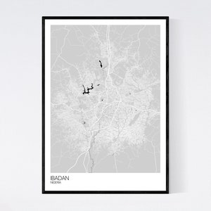 Ibadan, Nigeria Map Art Print Many Styles Art Quality Paper Fast ...