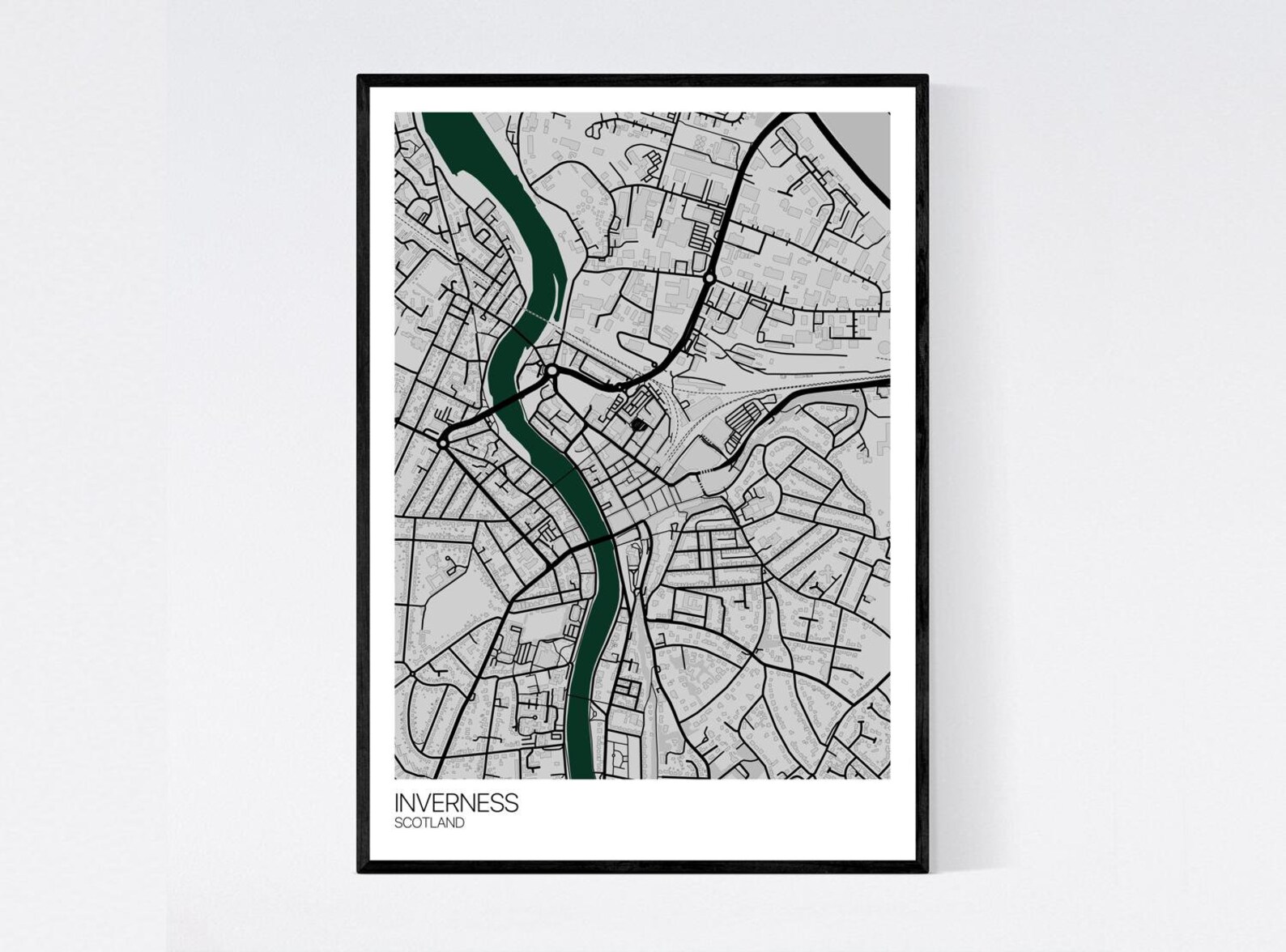 Inverness City Centre Map Art Print Many Colours 350gsm | Etsy