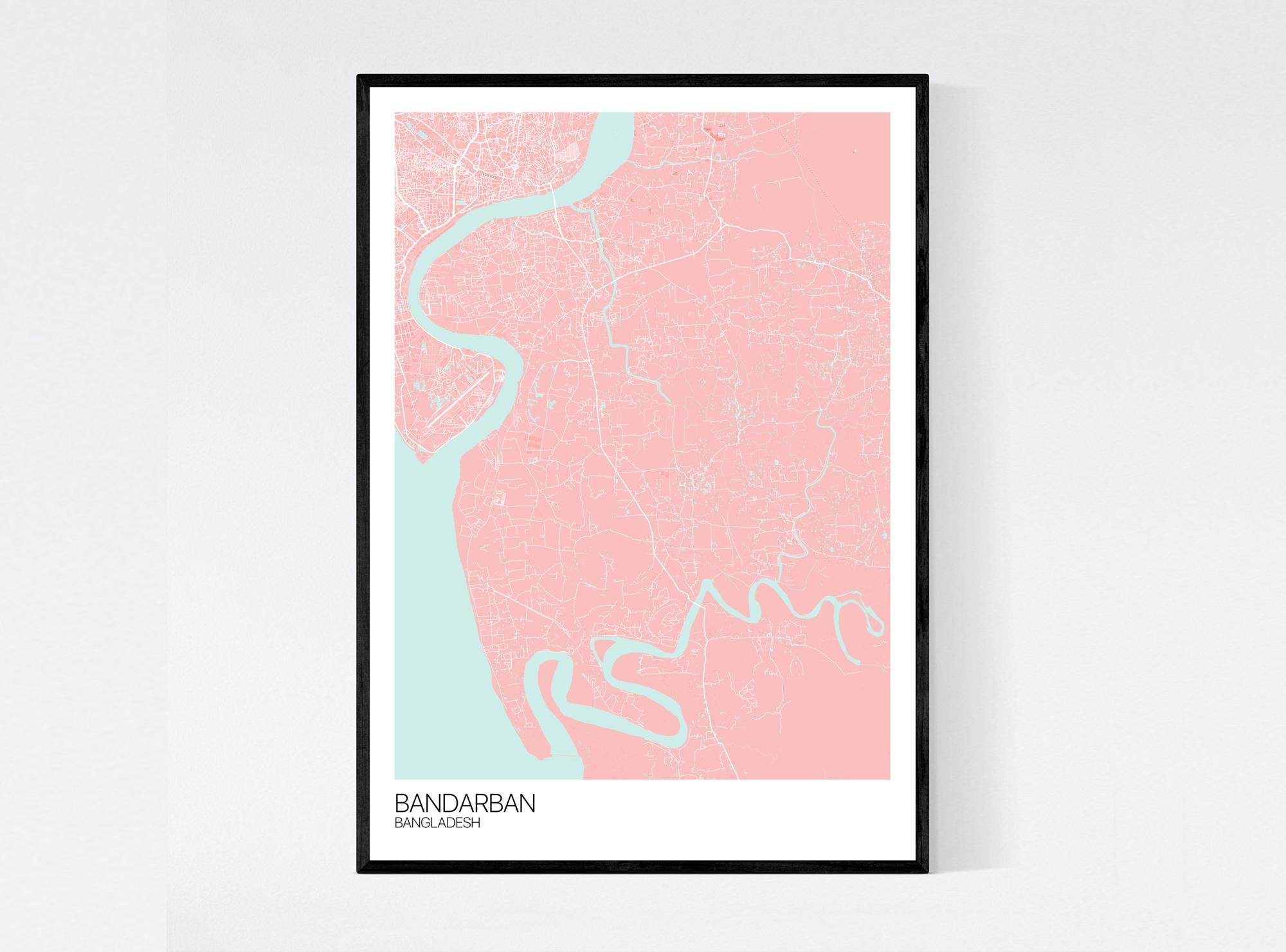 Bandarban Bangladesh Map Art Print Many Styles Art | Etsy