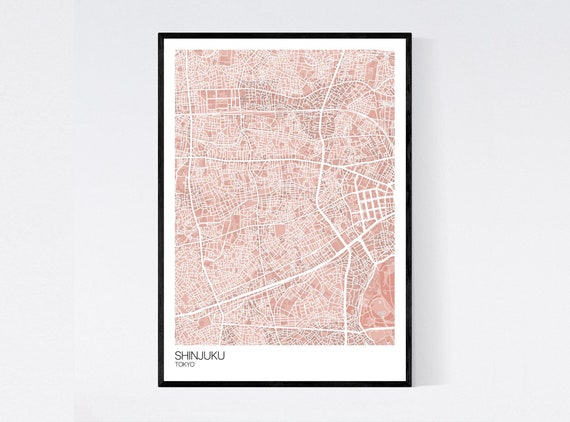 Shinjuku Tokyo Map Print Many Colours Fast Delivery | Etsy