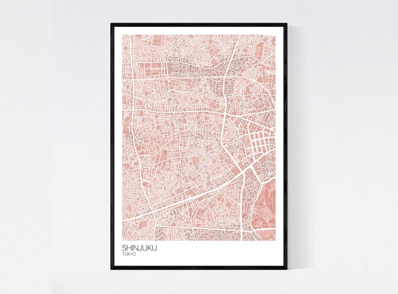 Shinjuku Tokyo Map Print Many Colours Fast Delivery - Etsy