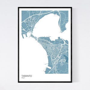 Taranto, Italy Map Art Print Many Colours 350gsm Art Quality Paper Fast ...