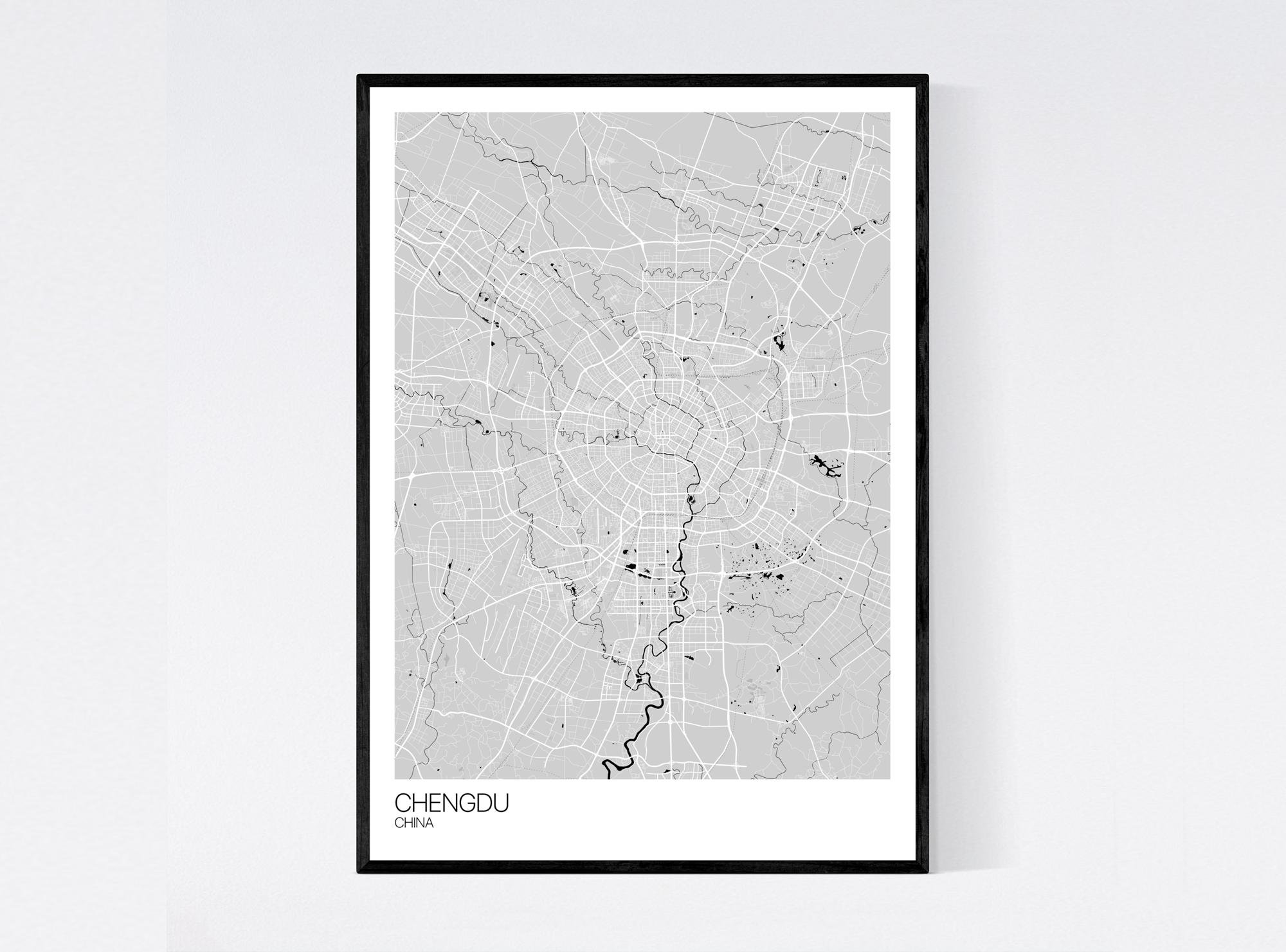 Chengdu China Map Art Print Many Styles Art Quality Paper | Etsy