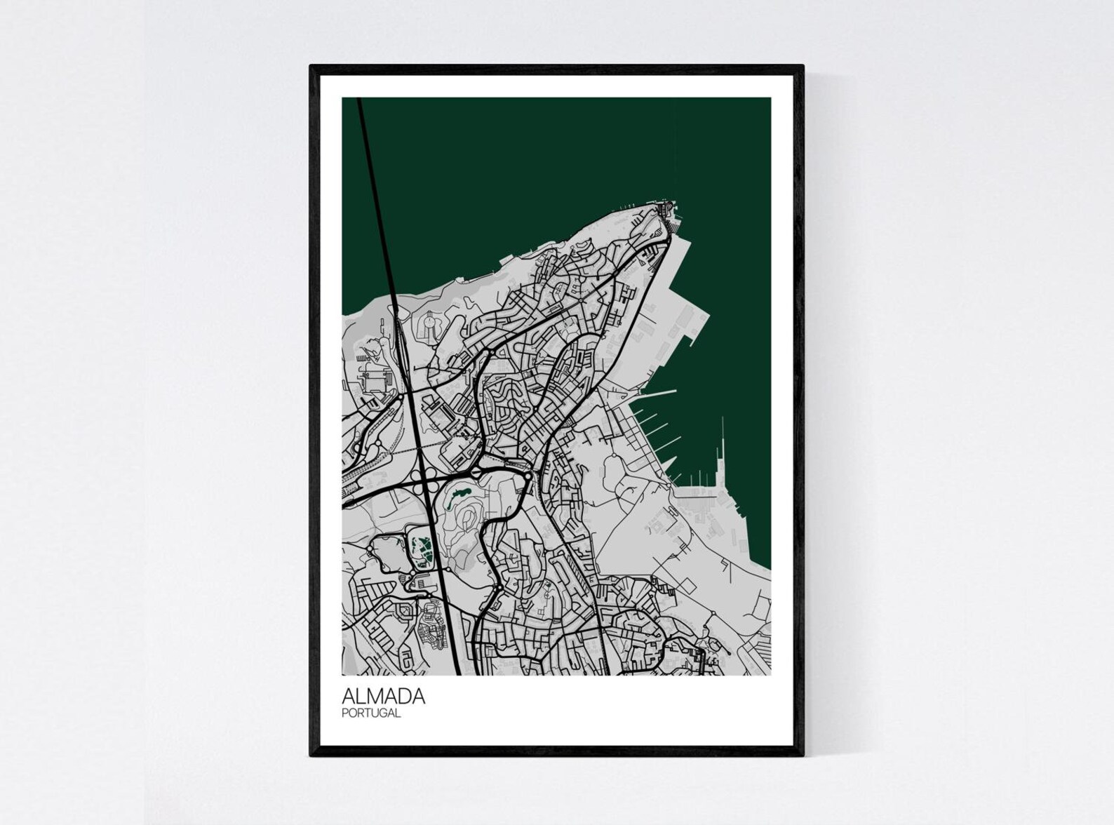Almada Portugal Map Art Print Many Colours 350gsm Art - Etsy
