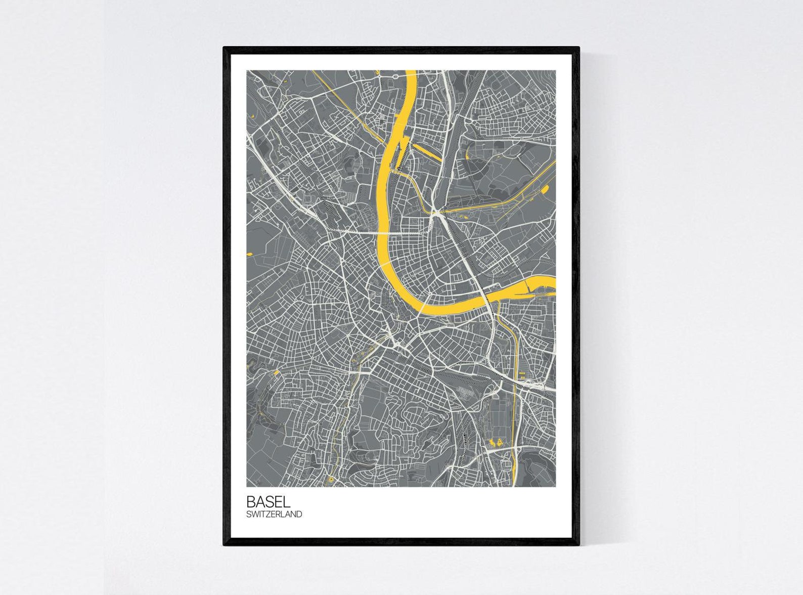 Basel Switzerland Map Art Print Many Colours 350gsm Art | Etsy