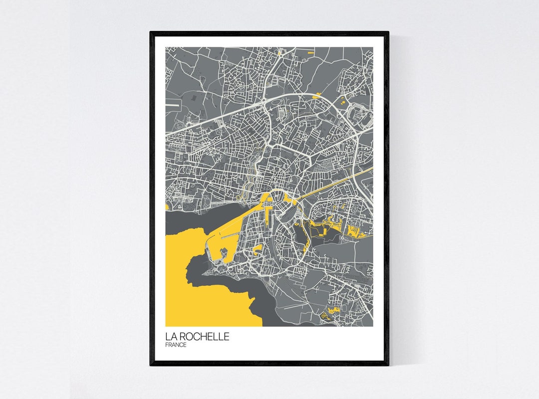 La Rochelle, France Map Art Print Many Styles 350gsm Art Quality Paper ...