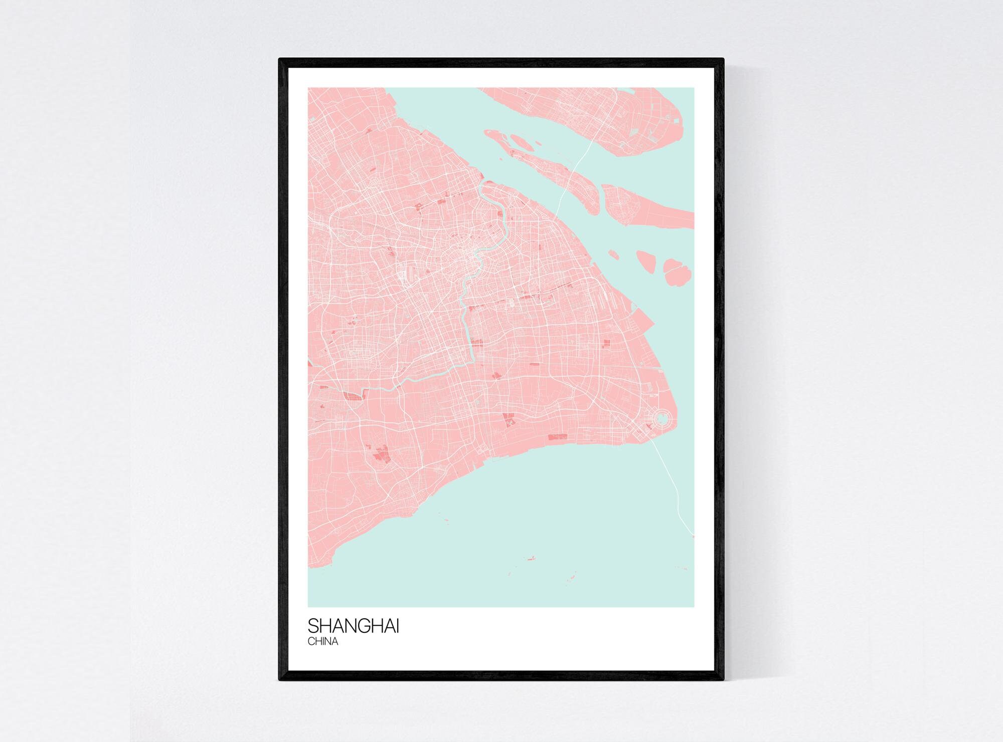 Shanghai China Map Art Print Many Styles Art Quality | Etsy