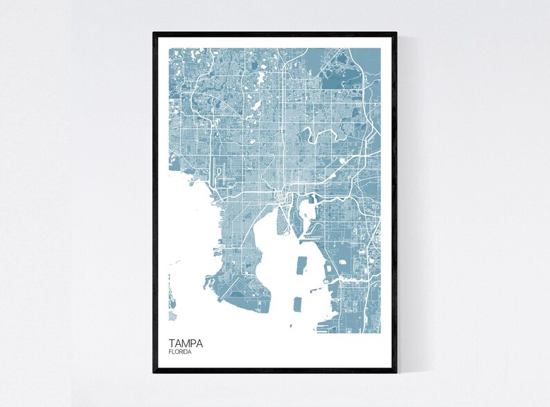 Tampa Florida Map Print Many Colours Printed on Art - Etsy
