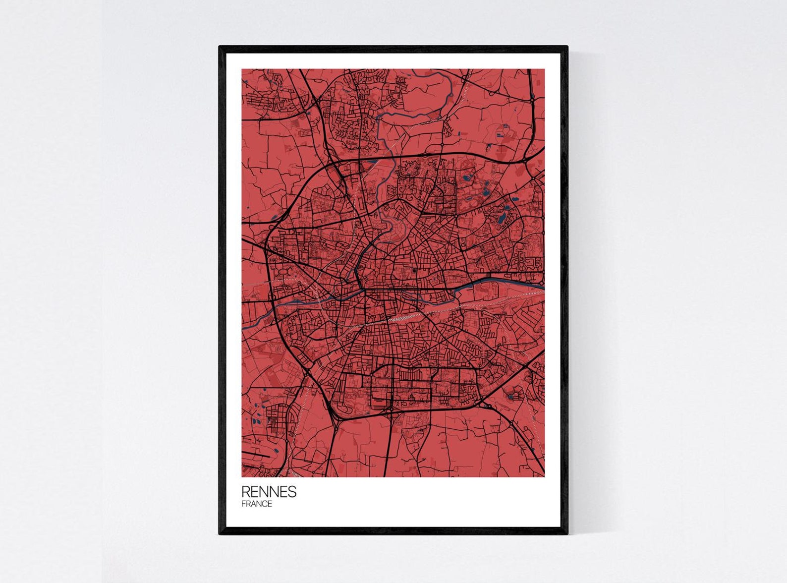 Rennes France Map Art Print Many Colours 350gsm Art | Etsy