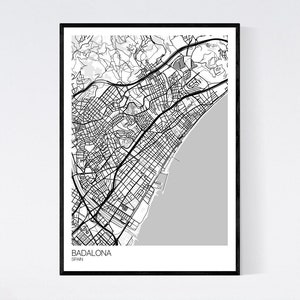 Badalona, Spain Map Art Print Many Colours 350gsm Art Quality Paper ...