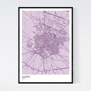 Andria, Italy Map Art Print Many Colours Art Quality Paper Fast ...