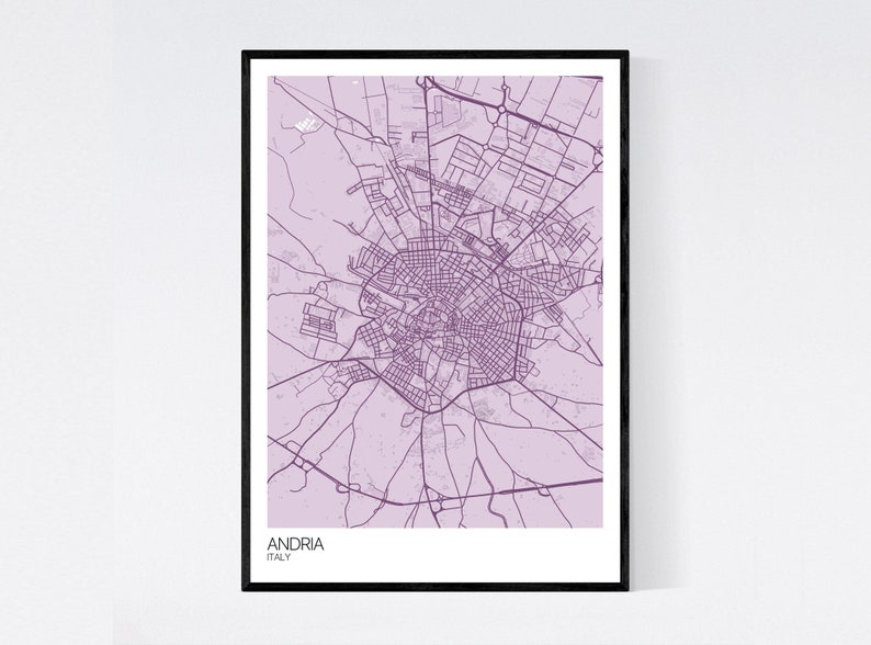 Andria Italy Map Art Print Many Colours Art Quality Paper - Etsy