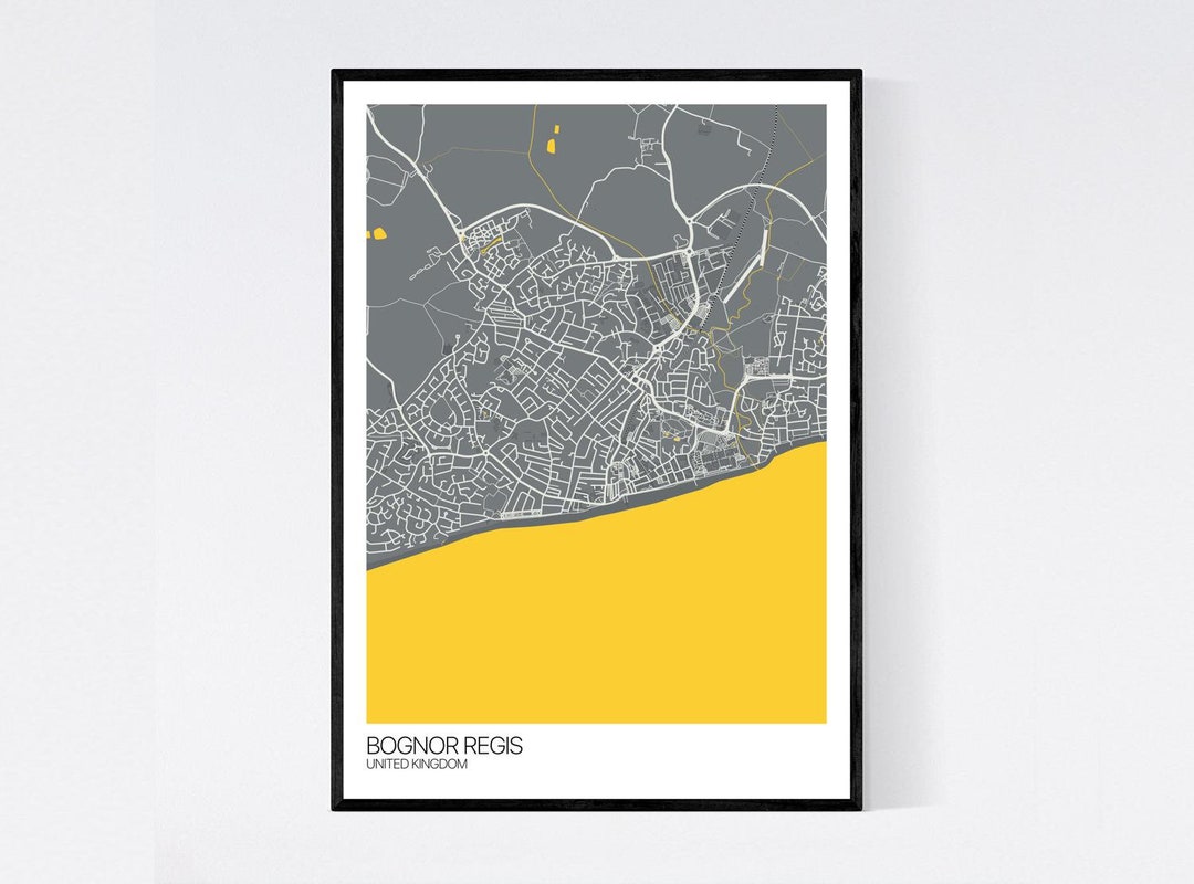 Bognor Regis, United Kingdom Map Print Many Colours Fast Delivery ...
