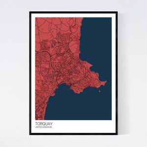 Torquay Town Map Art Print - Many Styles - 350gsm Art Quality Paper ...