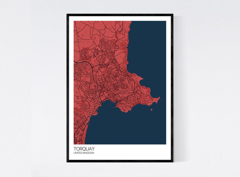 Torquay Town Map Art Print Many Styles 350gsm Art Quality | Etsy