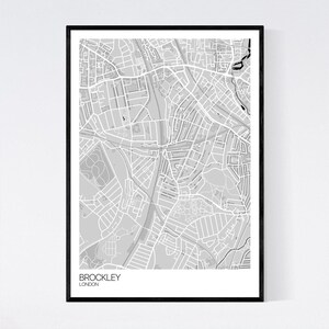 Brockley, London Map Art Print Many Colours 350gsm Art Quality Paper ...