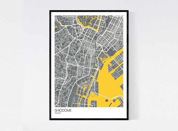 Shiodome Tokyo Map Print Many Colours Fast Delivery | Etsy