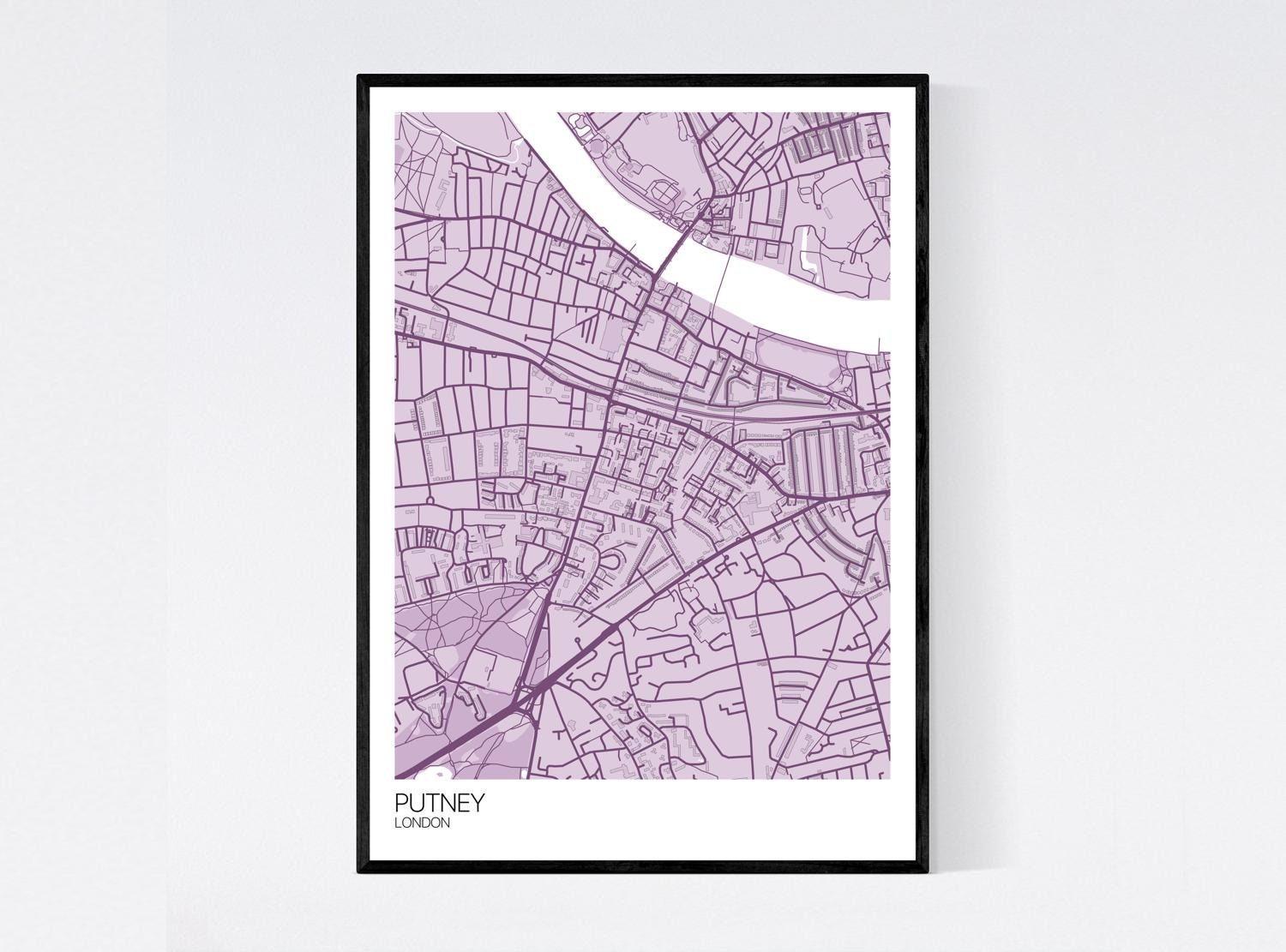 Putney London Map Art Print Many Colours 350gsm Art | Etsy