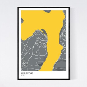 Appledore, Devon Map Art Print - Many Colours - 350gsm Art Quality ...