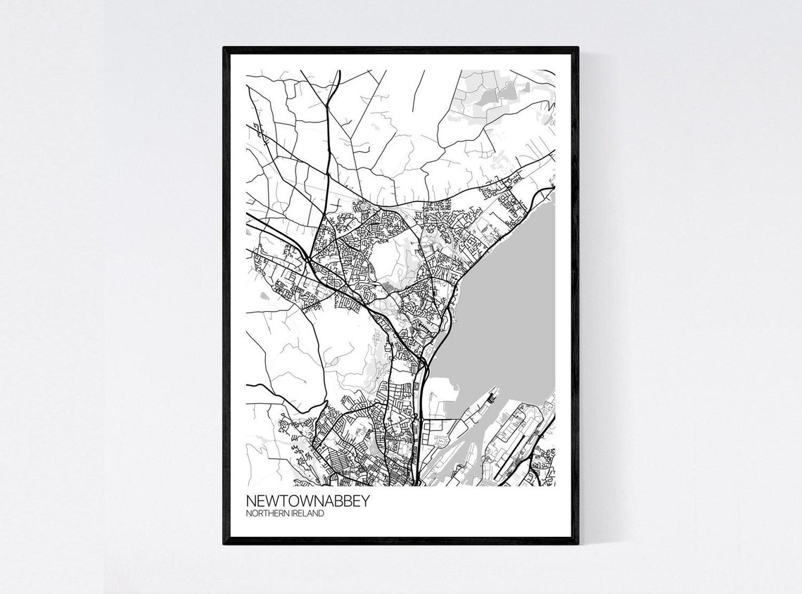 Newtownabbey NI City Map Art Print Many Styles 350gsm Art | Etsy