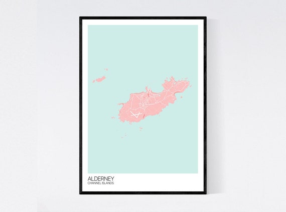 Alderney Channel Islands Map Art Print Many Colours | Etsy