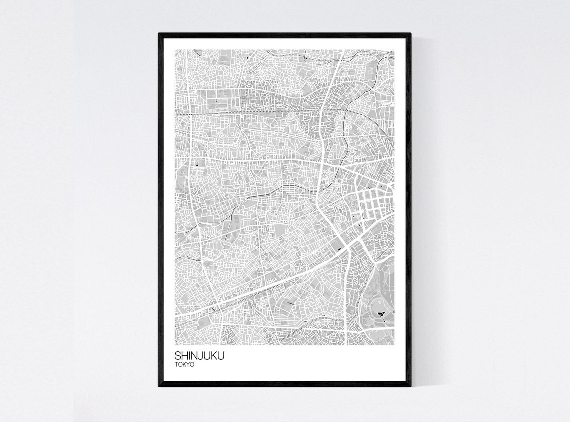 Shinjuku Tokyo Map Print Many Colours Fast Delivery | Etsy