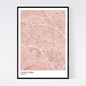 Chalk Farm, London Map Art Print Many Colours 350gsm Art Quality Paper ...