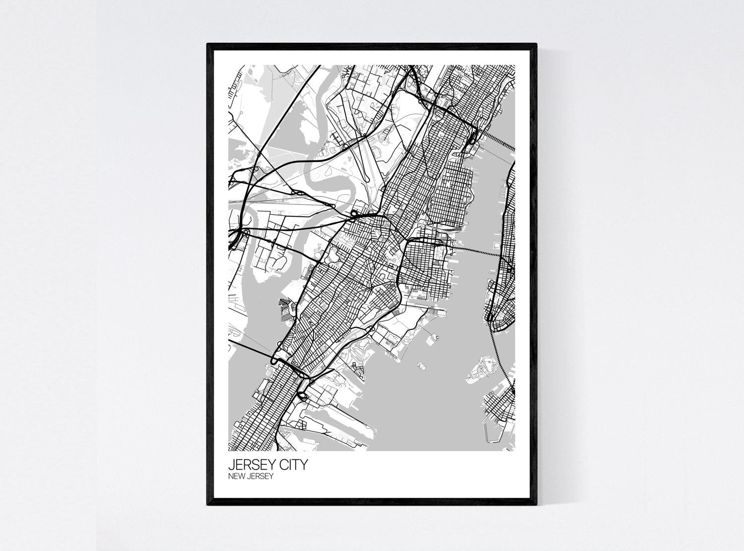 Jersey City New Jersey Map Print Many Colours Printed on | Etsy