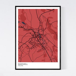 Bakewell, England Map Art Print Many Styles 350gsm Art Quality Paper ...