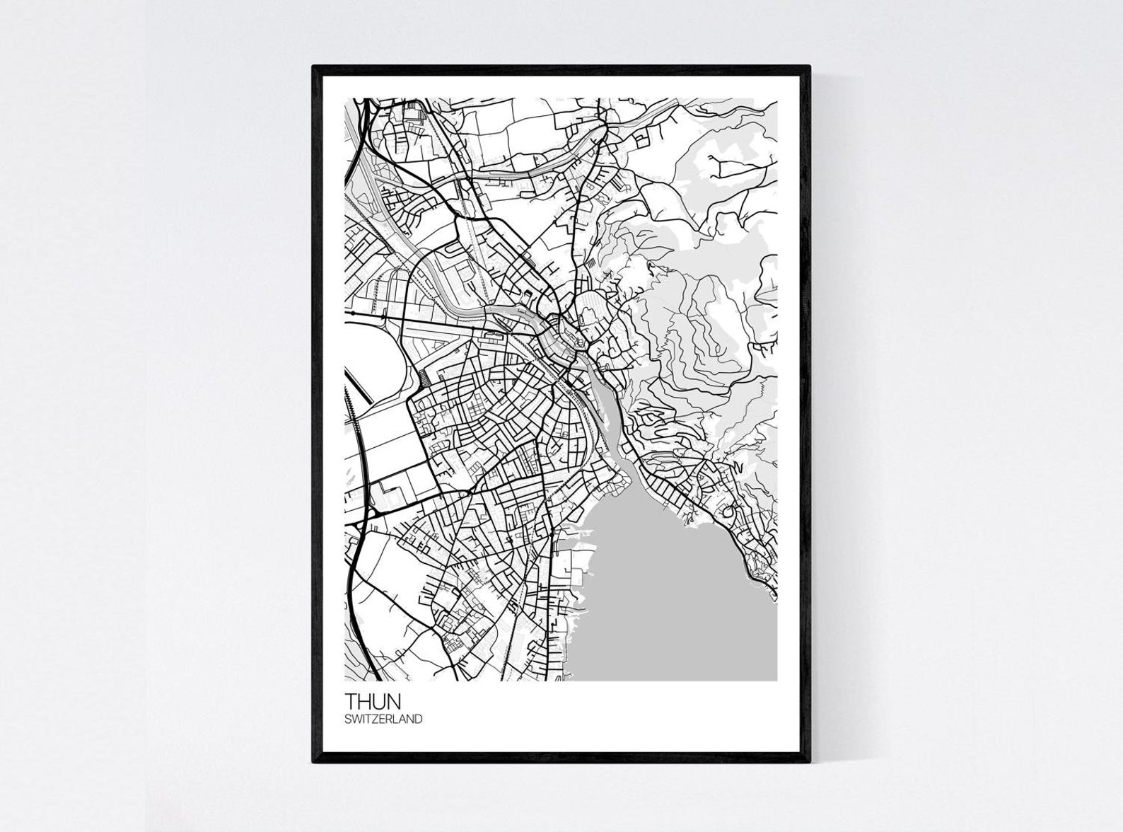 Winterthur Switzerland Map Art Print Many Colours 350gsm | Etsy