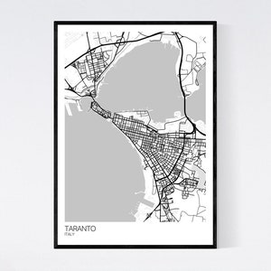 Taranto, Italy Map Art Print Many Colours 350gsm Art Quality Paper Fast ...