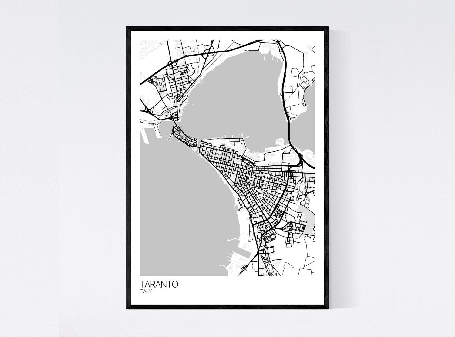 Taranto Italy Map Art Print Many Colours 350gsm Art | Etsy
