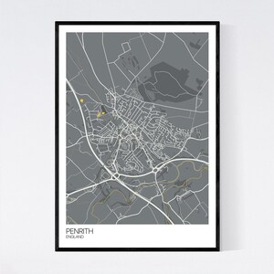 Penrith, England Map Art Print Many Colours 350gsm Art Quality Paper ...