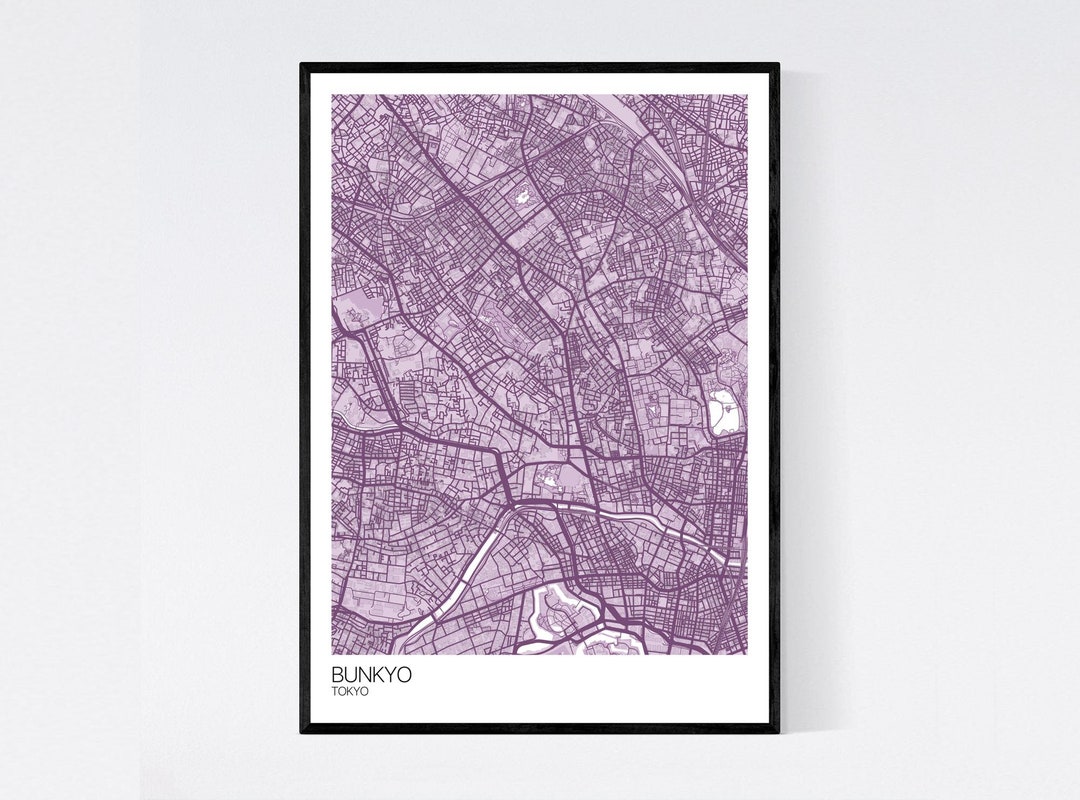 Bunkyo, Tokyo, Japan Map Print Many Colours Fast Delivery Scandi ...