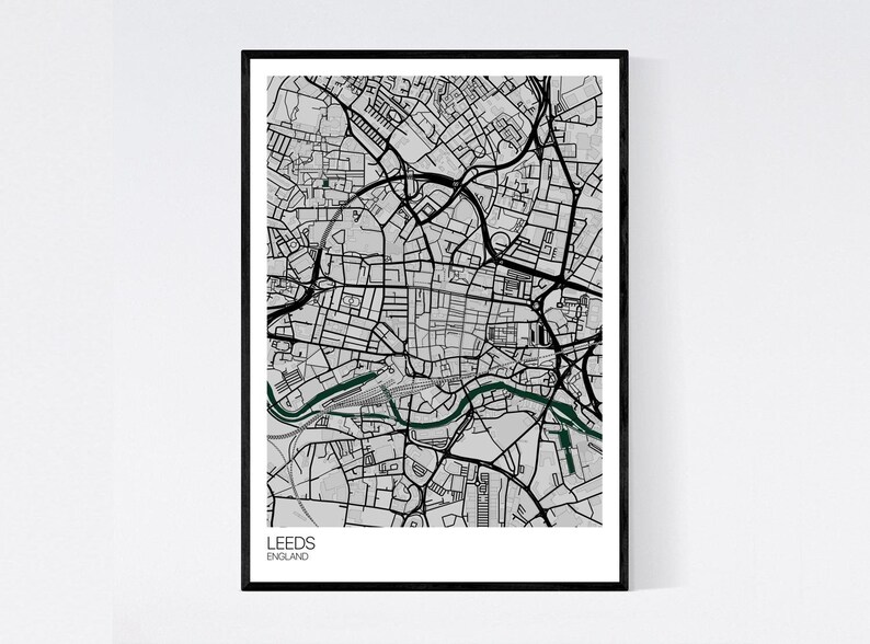 Leeds City Centre Map Art Print Many Colours 350gsm Art - Etsy UK