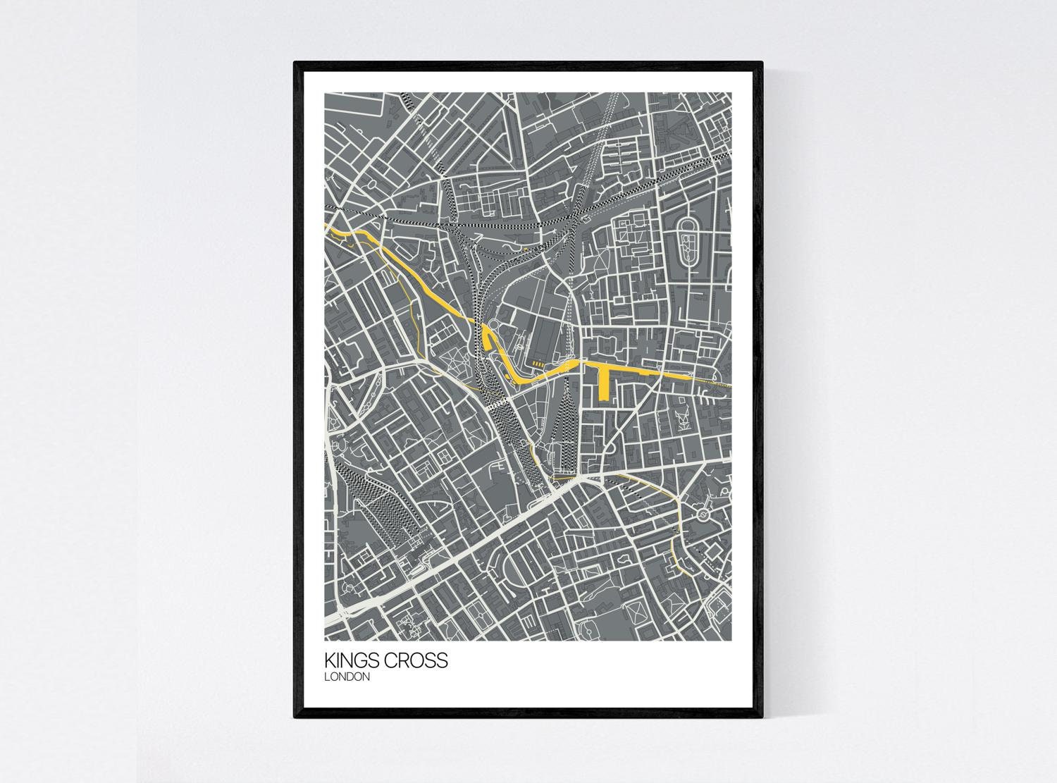 Kings Cross London Map Art Print Many Colours 350gsm Art - Etsy UK
