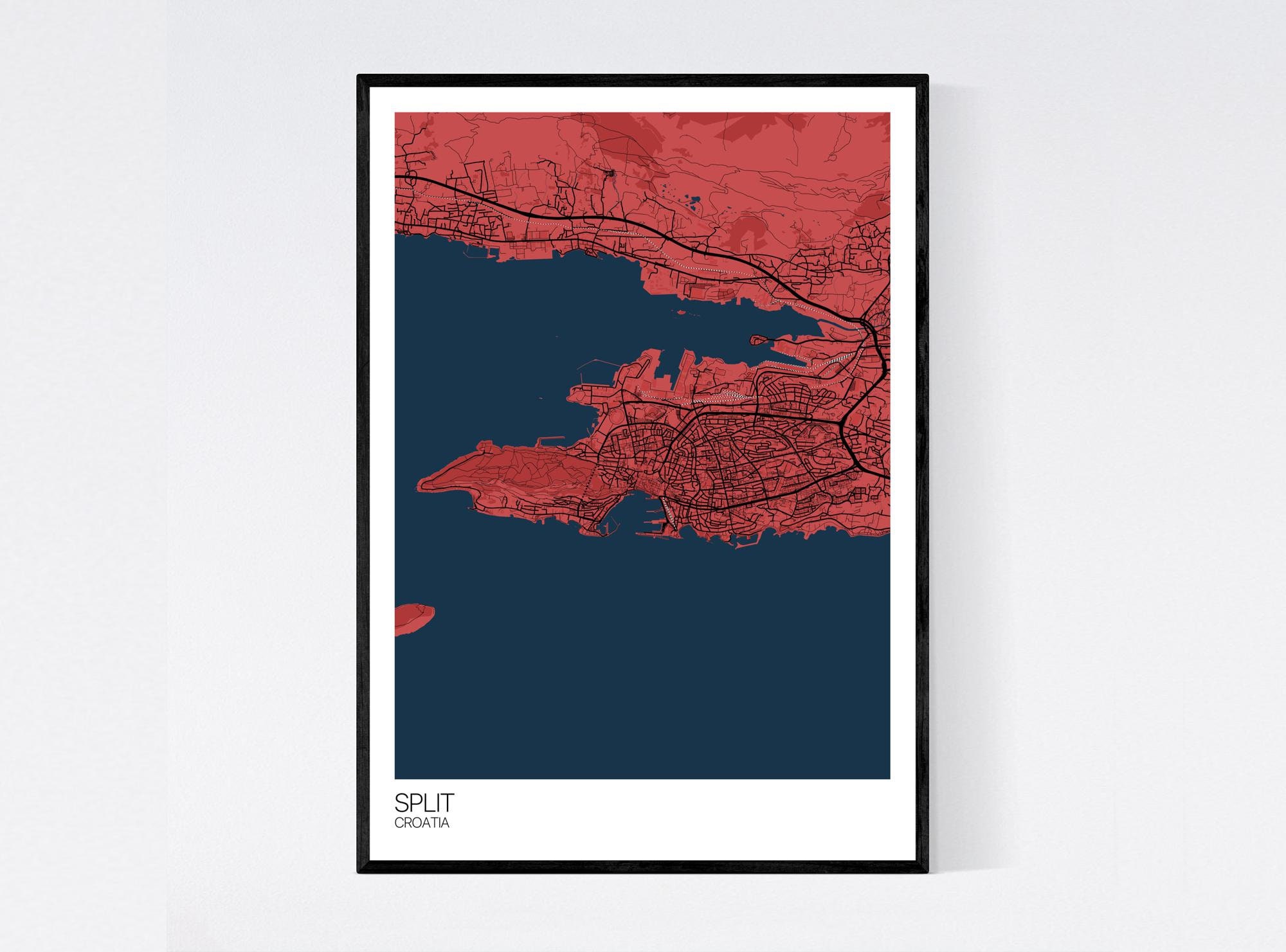 Split Croatia Map Art Print Many Styles 350gsm Art | Etsy