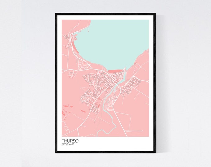 Thurso, Scotland Map Art Print - Many Styles - 350gsm Art Quality Paper ...