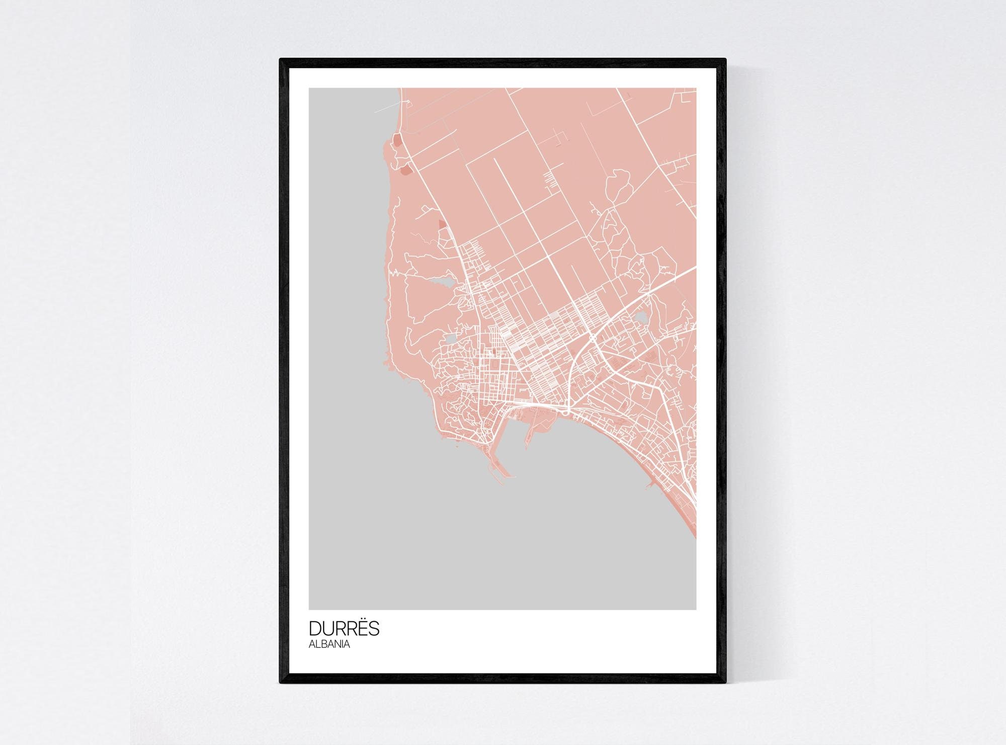 Home Décor Wall Décor Albania map poster city map print Durres map art ...