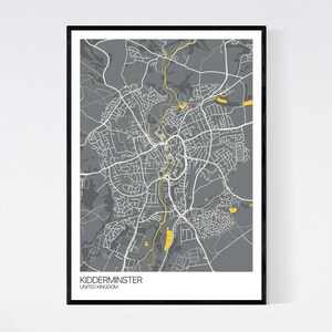 Kidderminster, United Kingdom Map Print Many Colours Fast Delivery ...