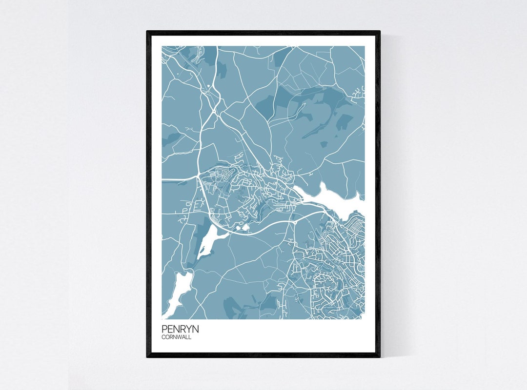 Penryn, Cornwall Map Art Print - Many Colours - 350gsm Art Quality ...