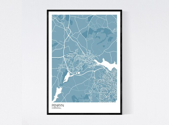 Penryn Cornwall Map Art Print Many Colours 350gsm Art - Etsy