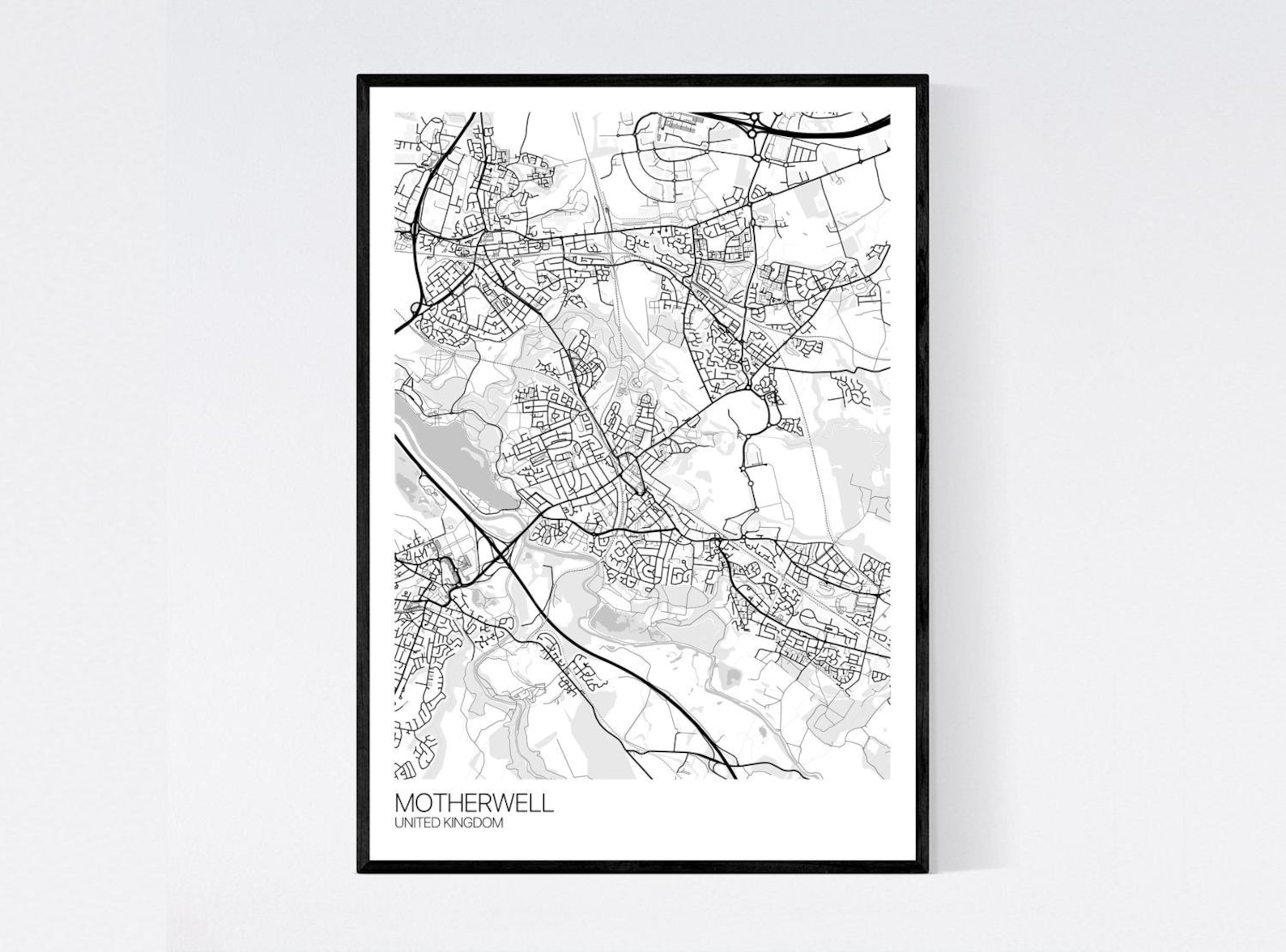 Motherwell Scotland City Map Art Print Many Styles 350gsm | Etsy