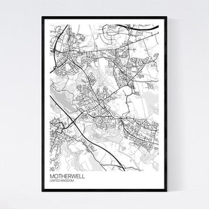 Motherwell, Scotland City Map Art Print Many Styles 350gsm Art Quality ...