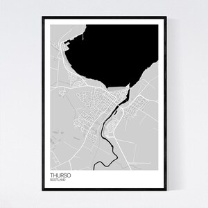 Thurso, Scotland Map Art Print Many Styles 350gsm Art Quality Paper ...