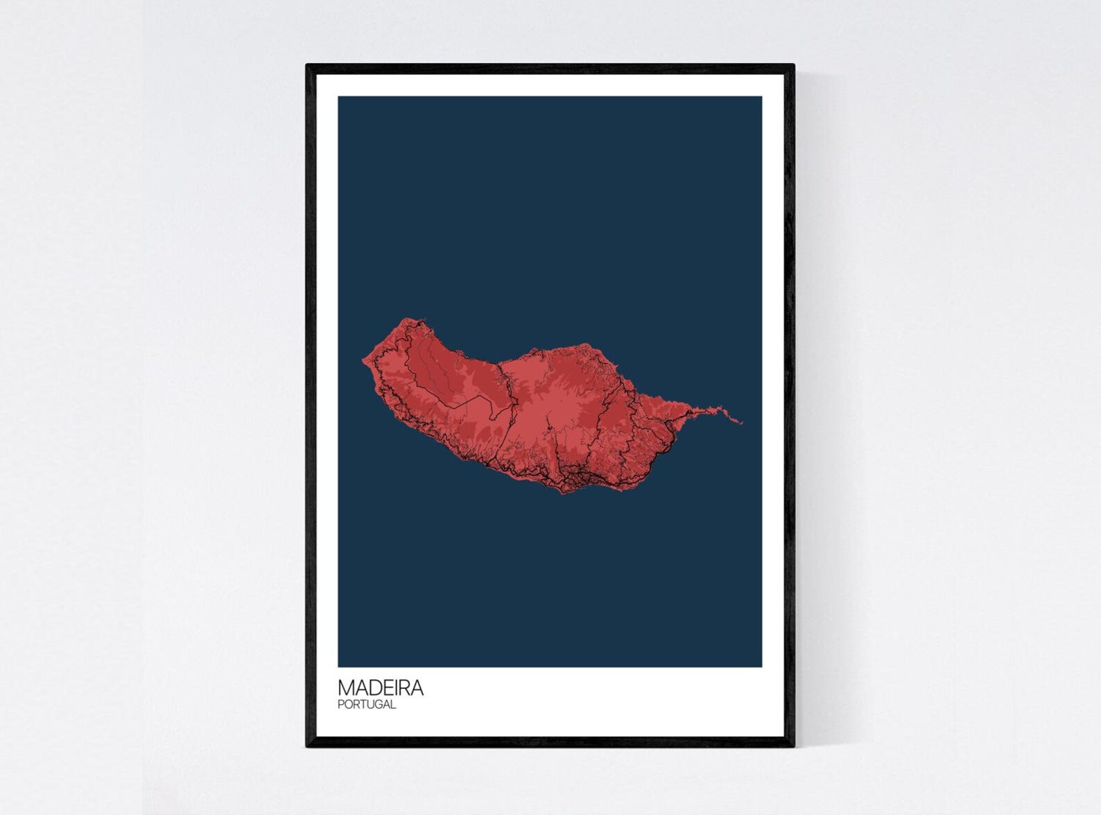 Madeira Portugal Island Map Art Print Many Colours 350gsm | Etsy